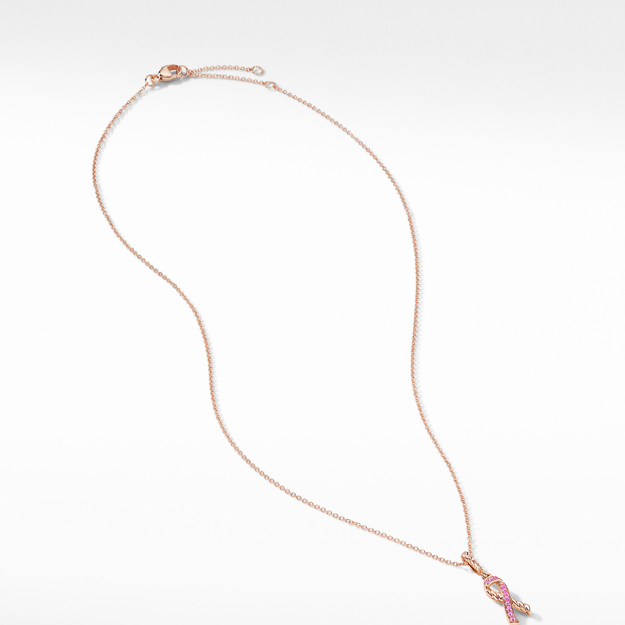 Cable Collectibles Ribbon Necklace in 18K Rose Gold with Pavé ...
